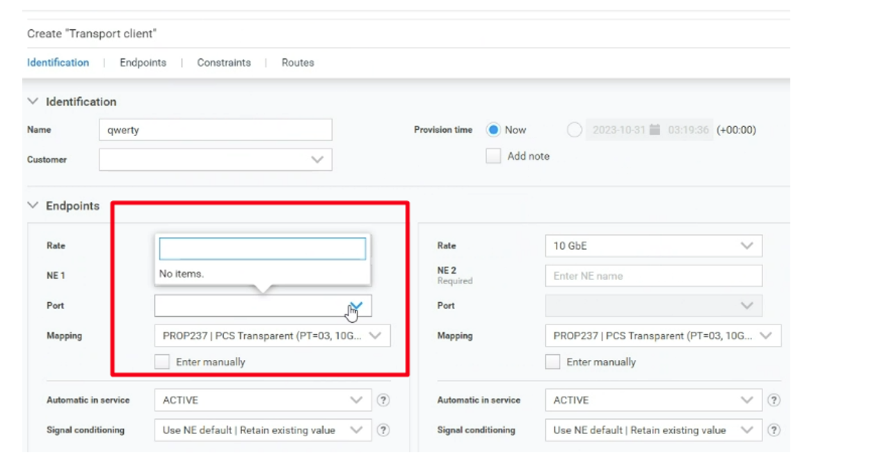 Mcp No Port Listed When Provisioning Transport Client Only No Items