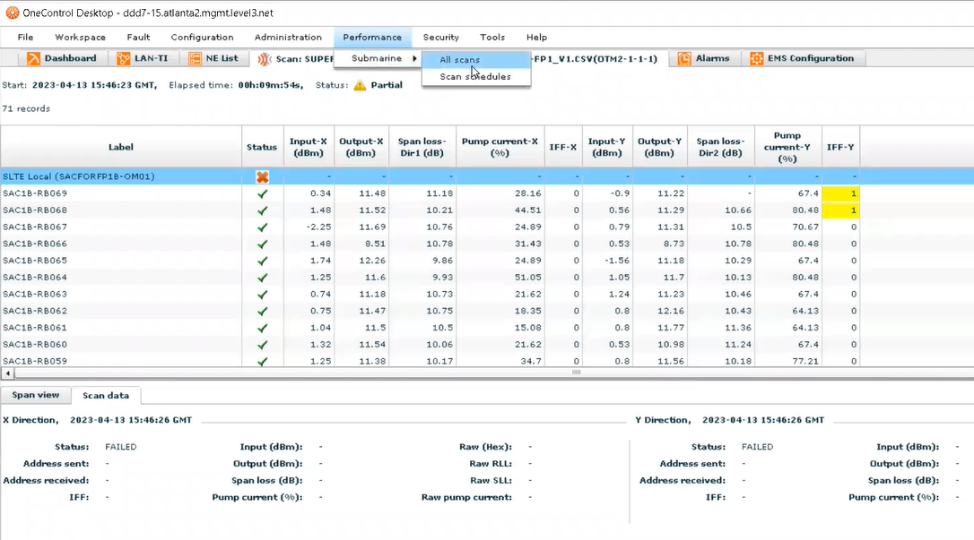 OneControl: Getting partial report while fetching the Repeater scan report