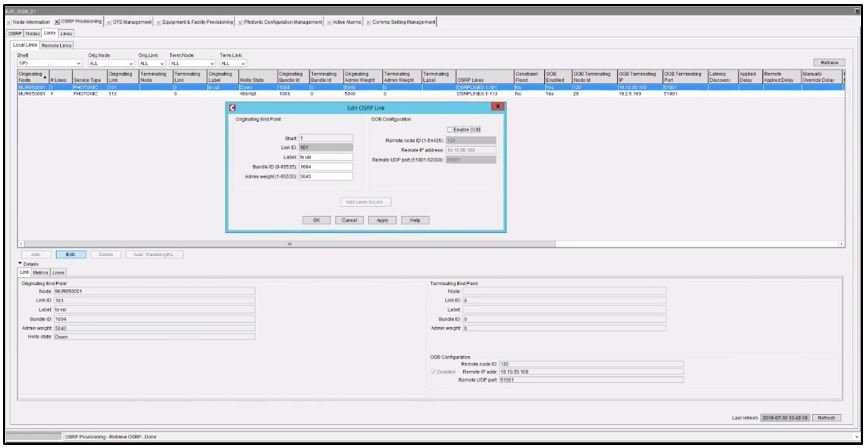 OME 6500: Editing an OSRP link to correct the One Way Inside state