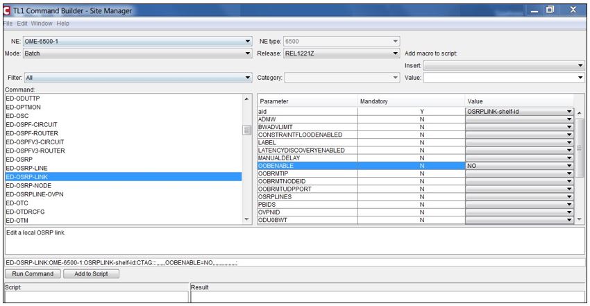 OME 6500: Editing an OSRP link to correct the One Way Inside state
