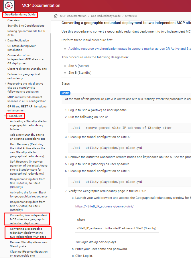 MCP: GR SB site shows no NE in the network element page and no services ...