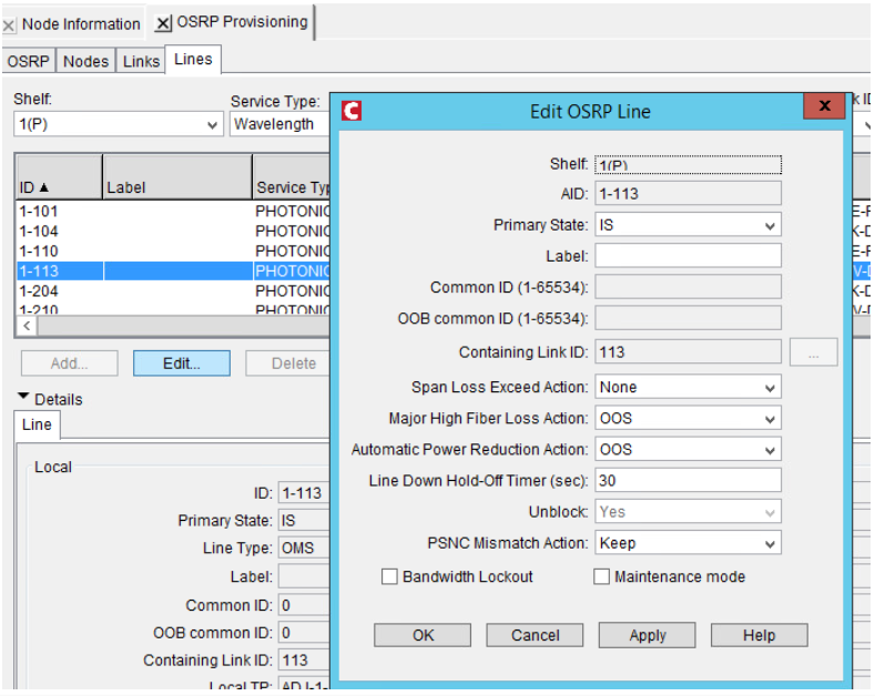 Ome 6500 Configuration Mismatch Alarm Raised On The Osrp Line