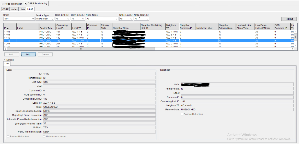 Ome 6500 Configuration Mismatch Alarm Raised On The Osrp Line
