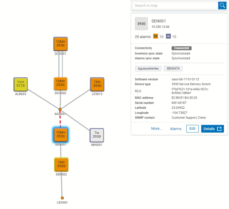 Mcp Sites Dont Get Red Color When A Link Down Alarm Appears In The Node