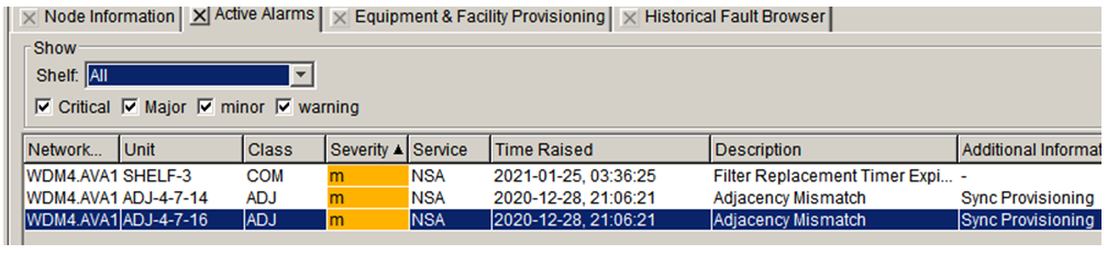 Ome 6500 How To Clear Adjacency Mismatchsync Provisioning Alarm