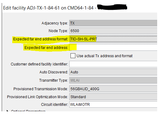 6500: Provisioning CCMD12/CCMD8/CMD44 ADJ-TX connected to WL5Ai ...