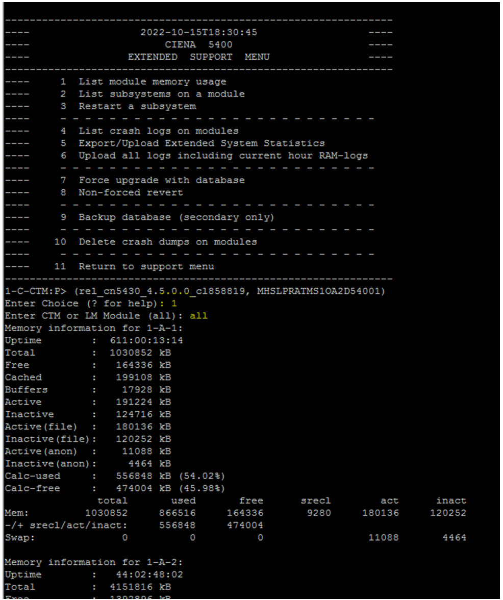 CN 5430: How to check module memory usage