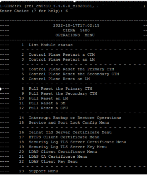 5400: How to give control plane reset to CTM card in 5430 from CLI.