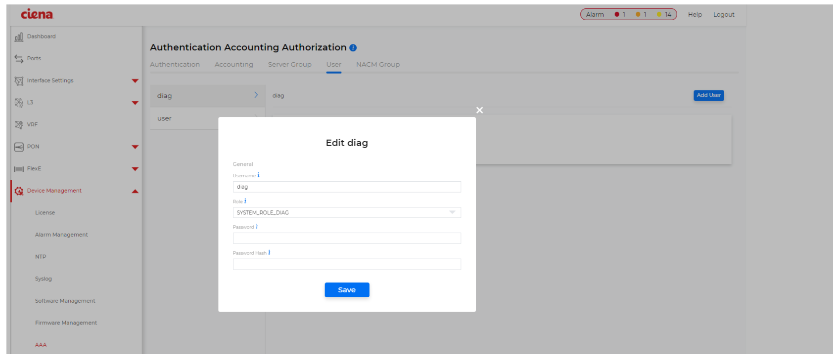 SAOS 10x: How to Change 10x Diag password using web-gui