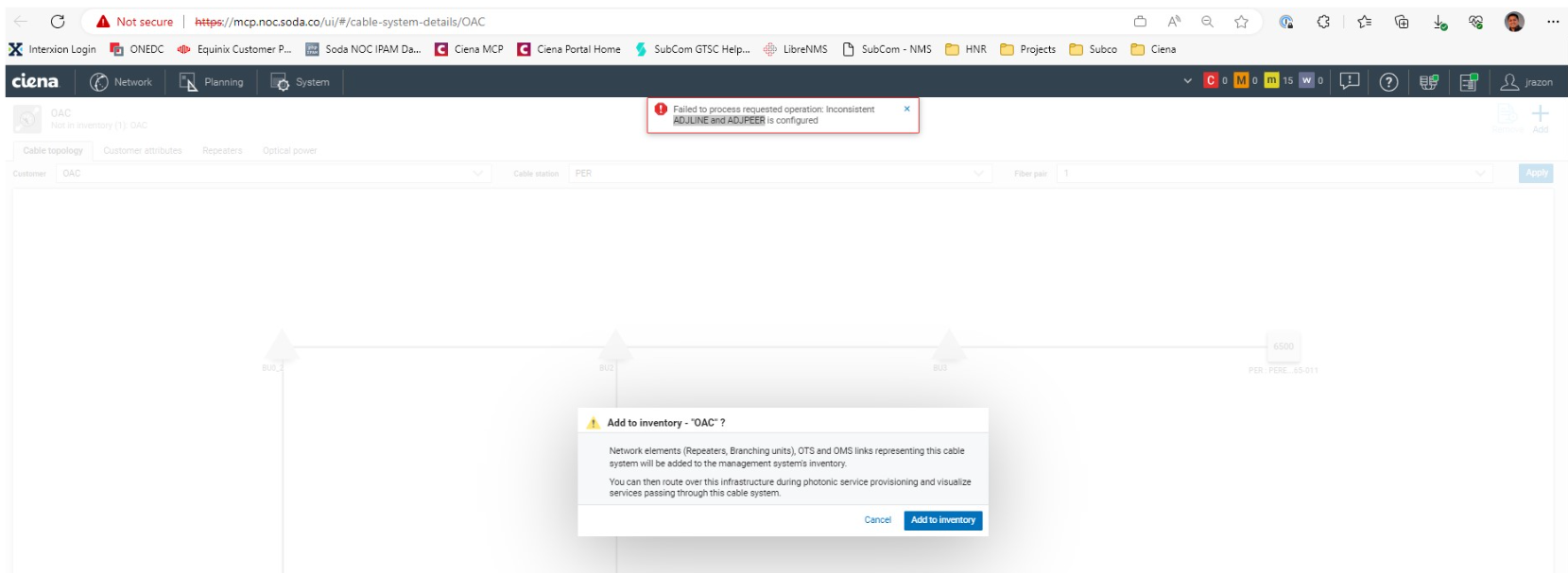 Mcp Error While Adding Cable System Information Inventory On Mcp Failed To Process Requested