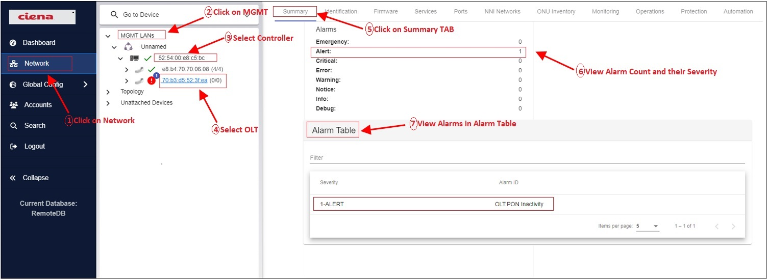 MCMS: How to view OLT and ONU alarms in MCMS manager