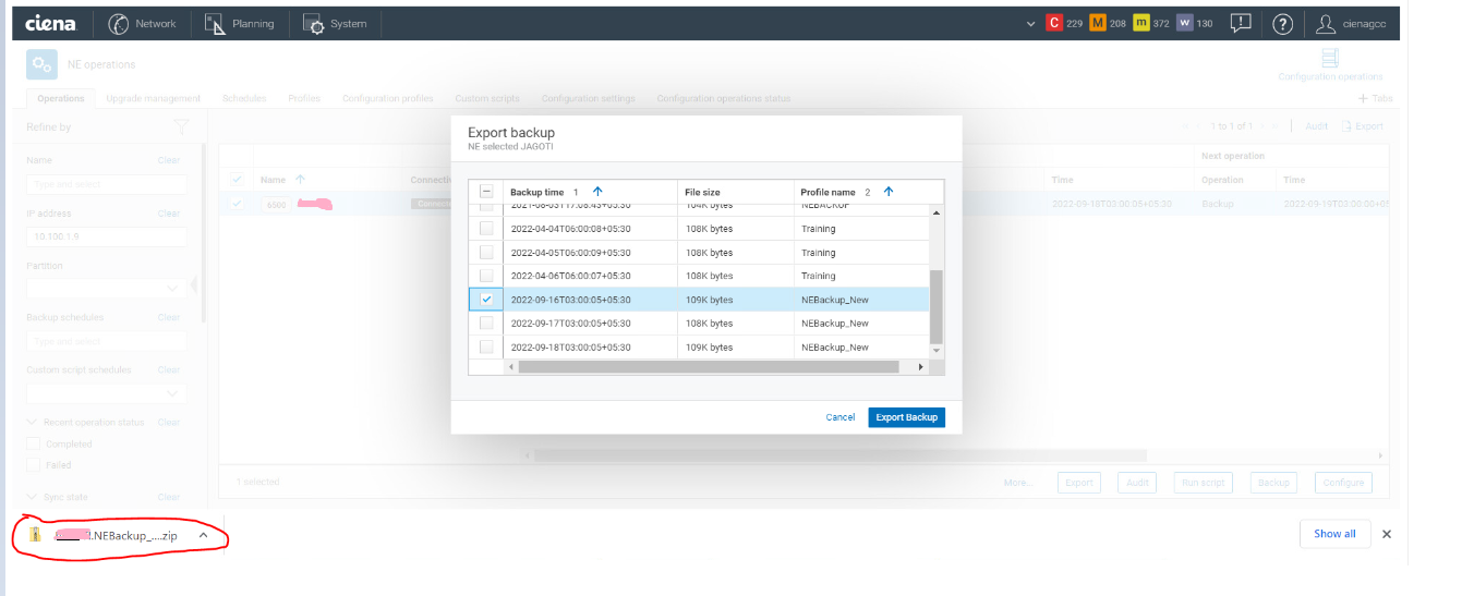 MCP: How to fetch DB from MCP and restore it on 6500