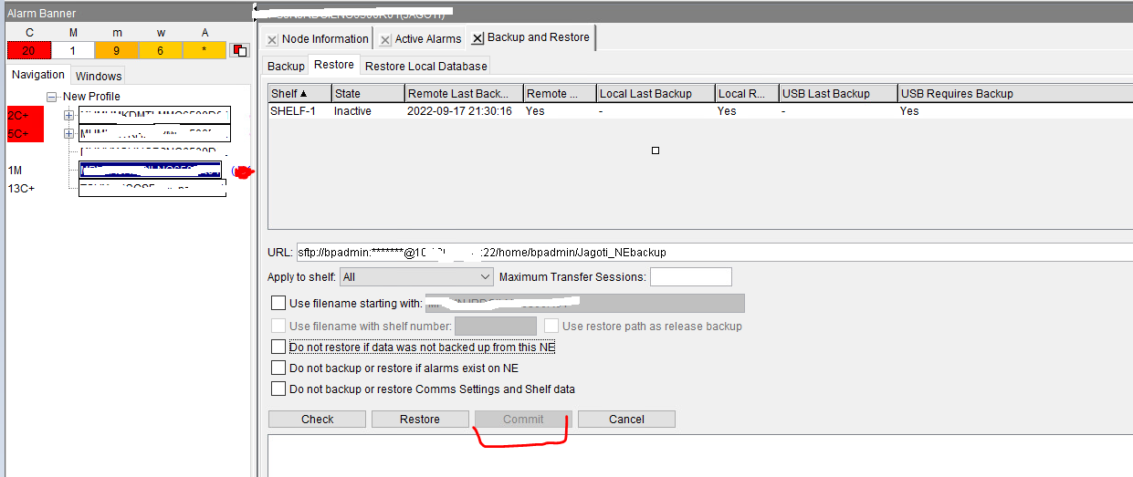 MCP: How to fetch DB from MCP and restore it on 6500