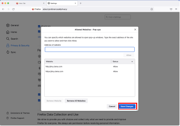Configuring your web browser to allow pop-up windows