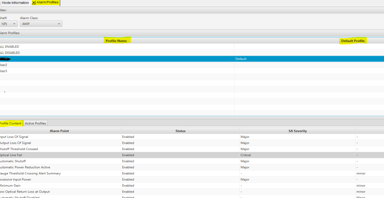 OME6500: How to check NE alarm profile details