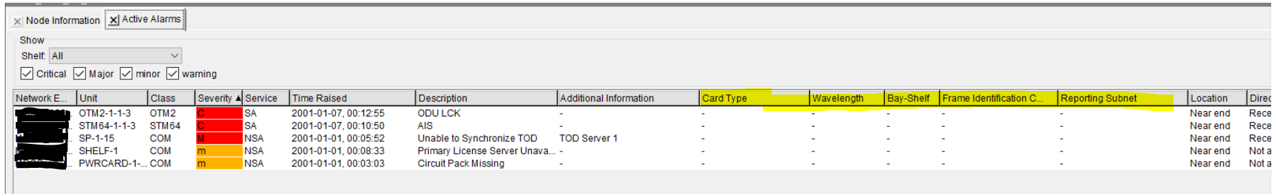 OME6500: Populating Site Manager Alarm Info Details like Card Type ...