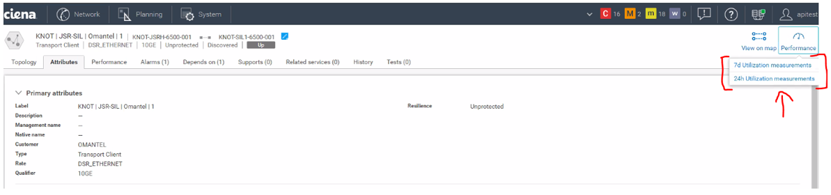 MCP: How to fetch/export utilization measurement of optical service.